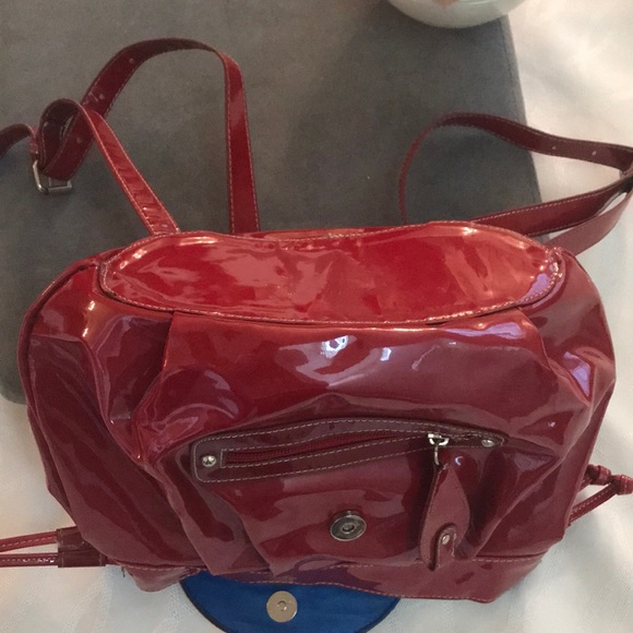 Bags | Red Patent Leather Womens Backpack Purse | Poshmark